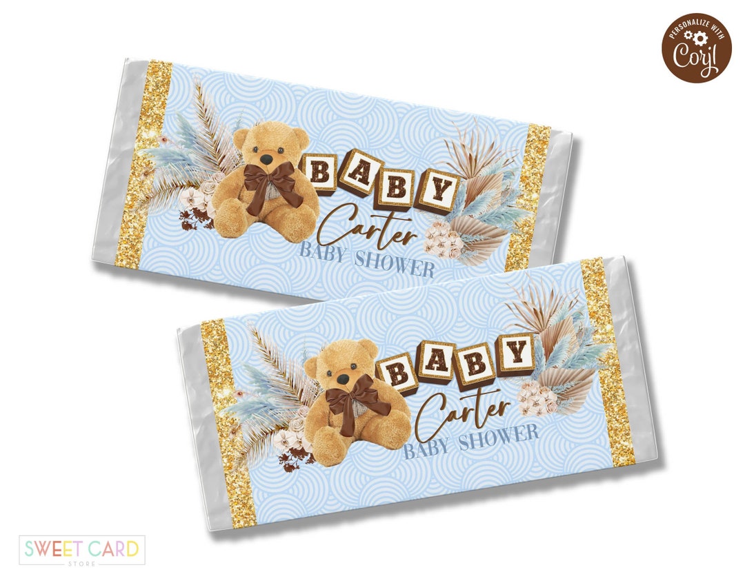Bear Candy Bar Wrapper Blue Bear Editable Chocolate Bar Custom Bear ...