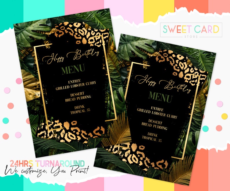 SAFARI MENU CARDS Jungle Safari Menu Table Card Jungle - Etsy