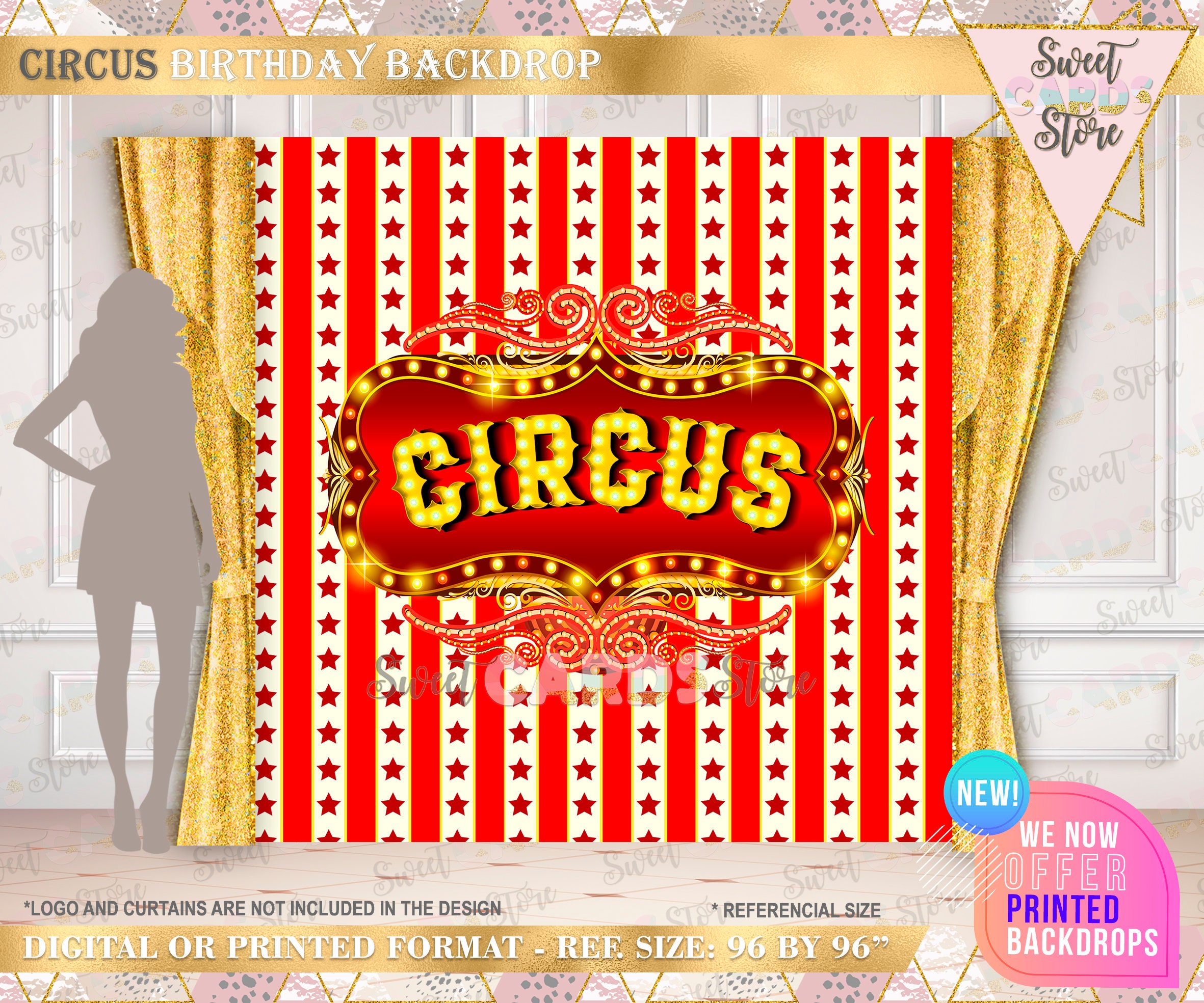 Circus Tent Printable Party Backdrop Circus Party Backdrop | Etsy