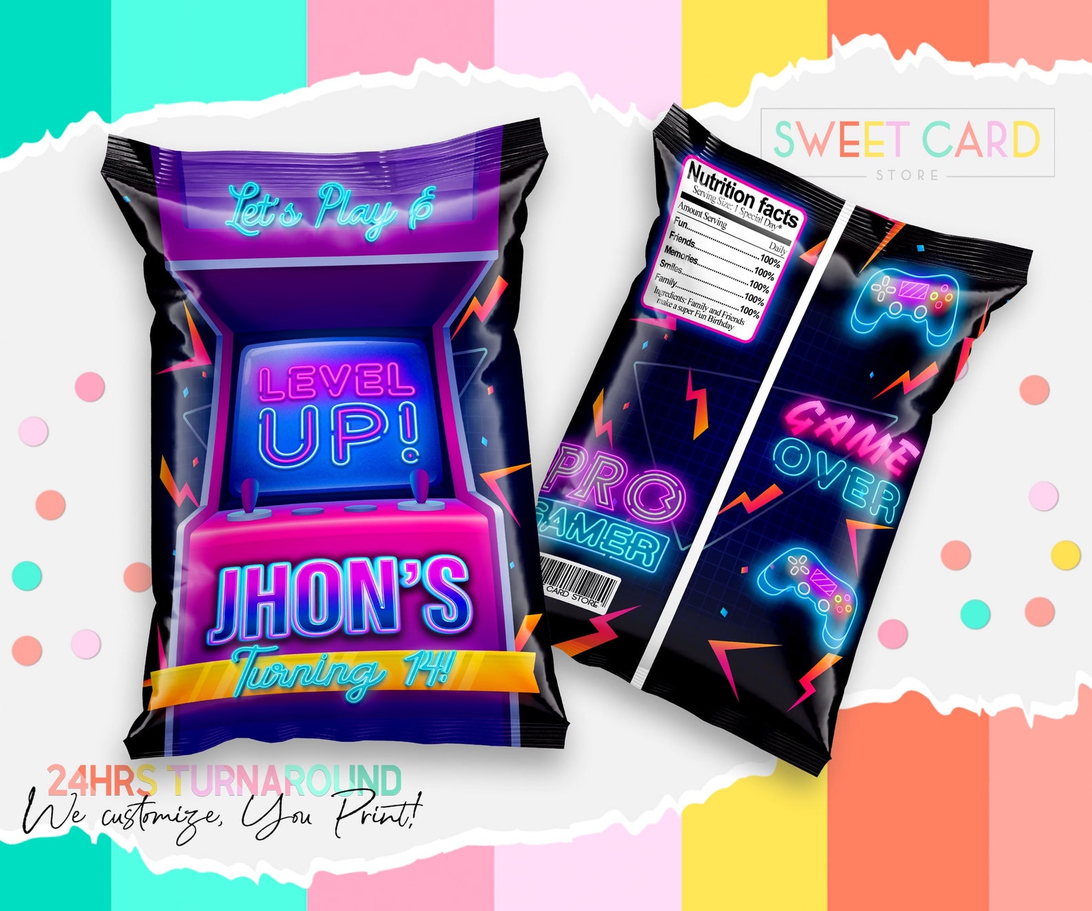 GAMER CHIP BAG Gamer Controller Birthday Printable Chip Bag - Etsy