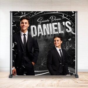 Graduation Black White Prom Backdrop Man Birthday Backdrop Black Silver ...