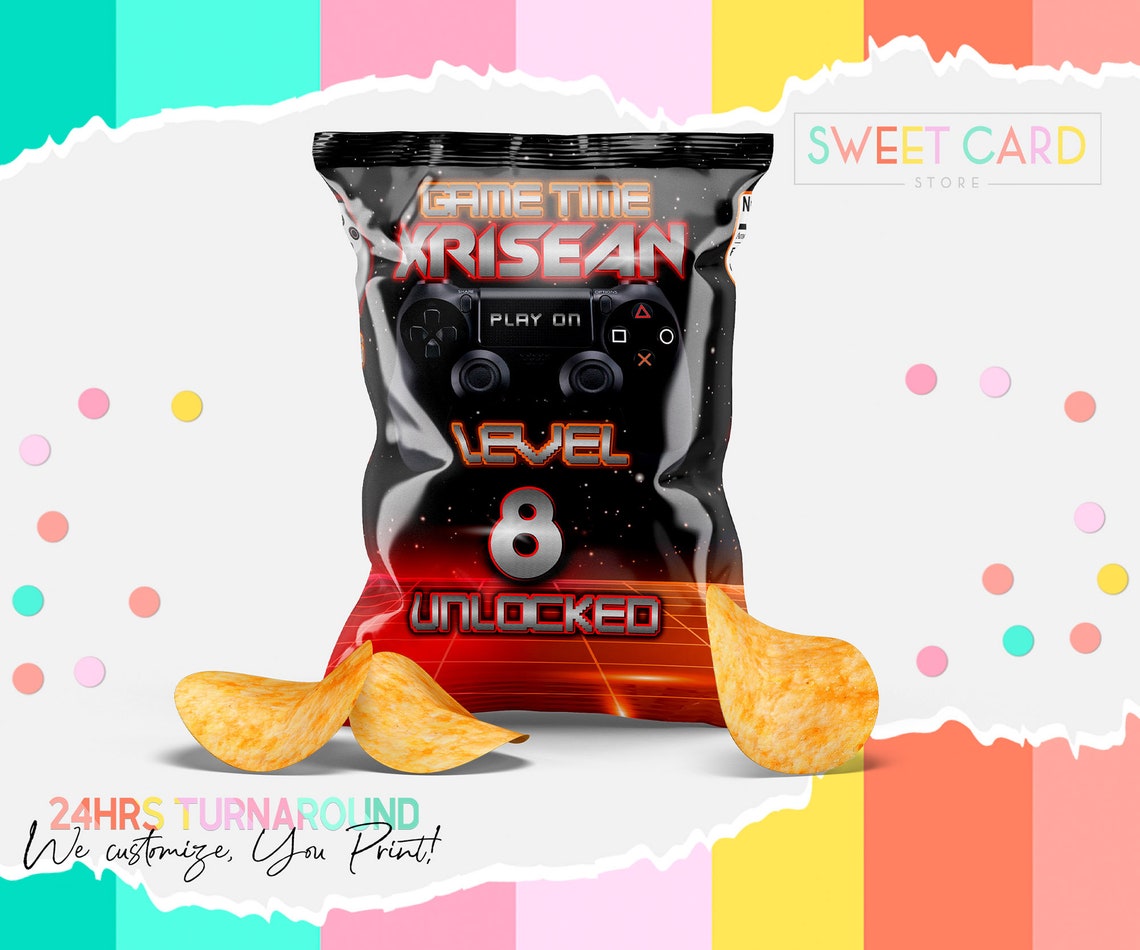 GAMER CHIP BAG Gamer Controller Birthday Printable Chip Bag | Etsy