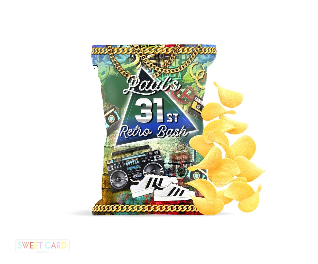 Retro 80s 90s Graffiti Printable Chip Bag, Urban Retro 80s Chips Bag ...