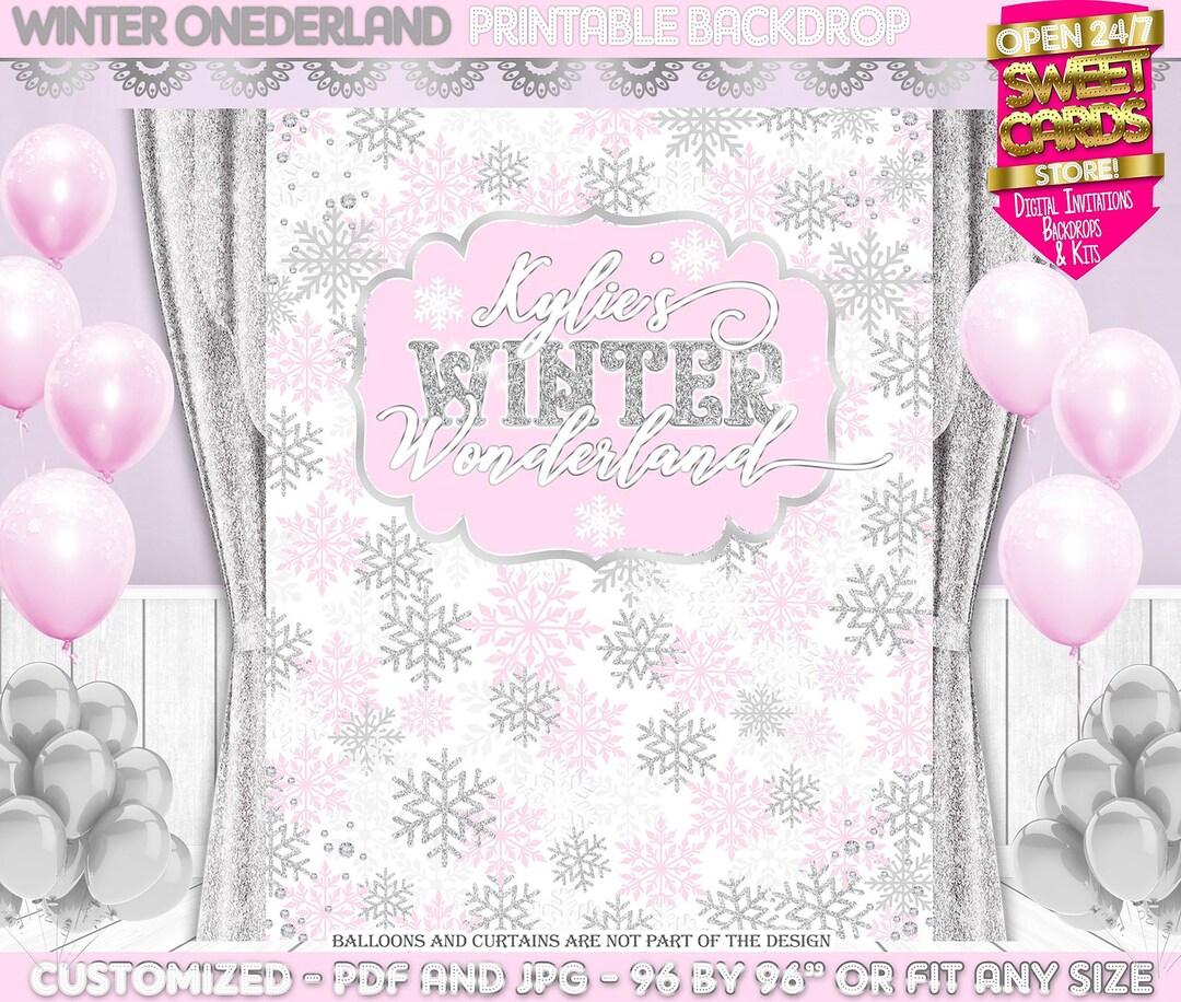 Winter Wonderland Snowflakes Digital Printable Party Backdrop - Etsy