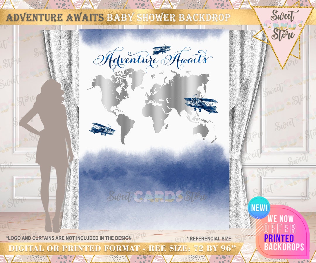 Adventure Awaits Backdrop, Travel Vintage Backdrop, Airplane Backdrop ...