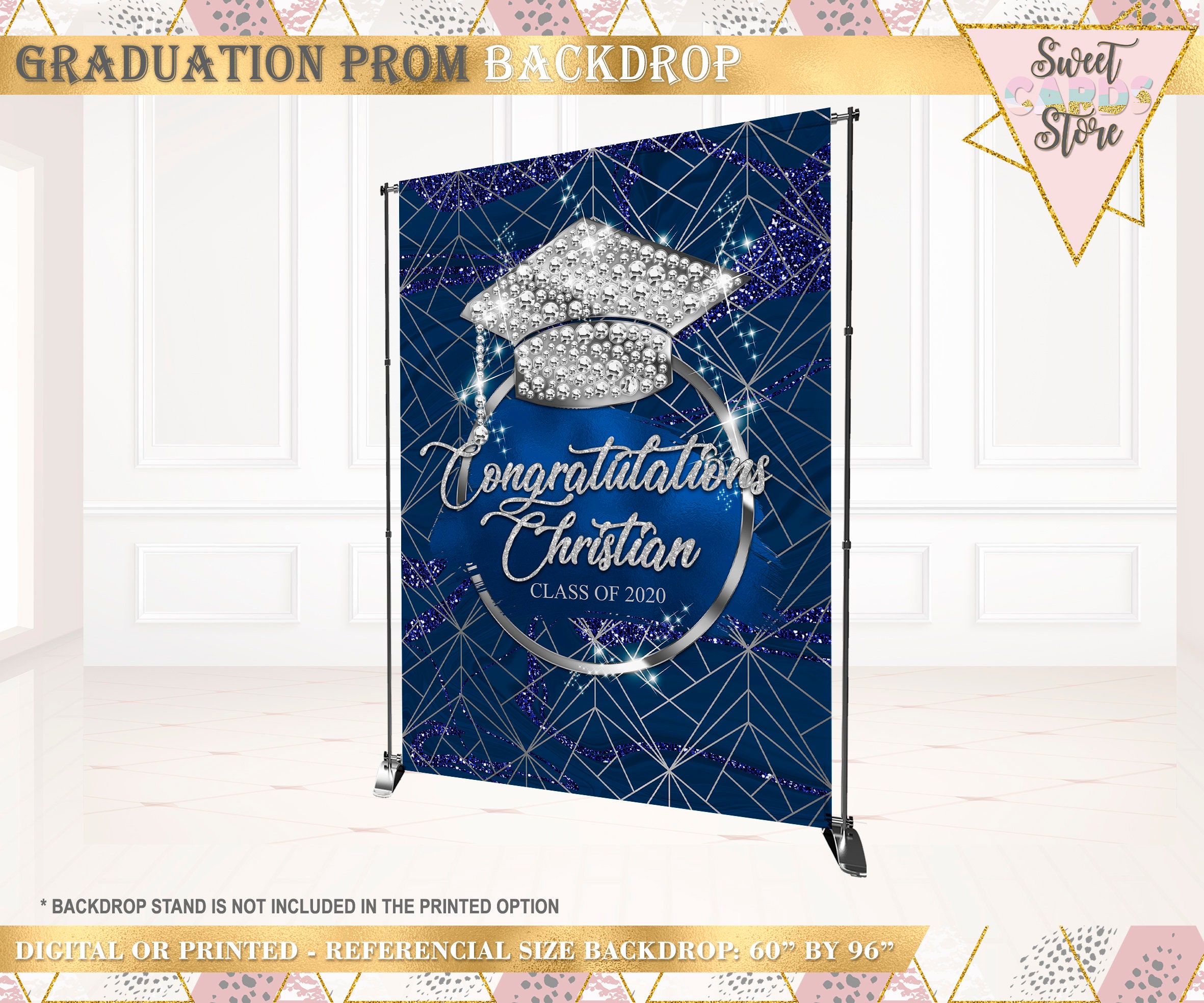 Prom Navy Silver Diamonds Backdrop Prom Elegant Backdrop - Etsy