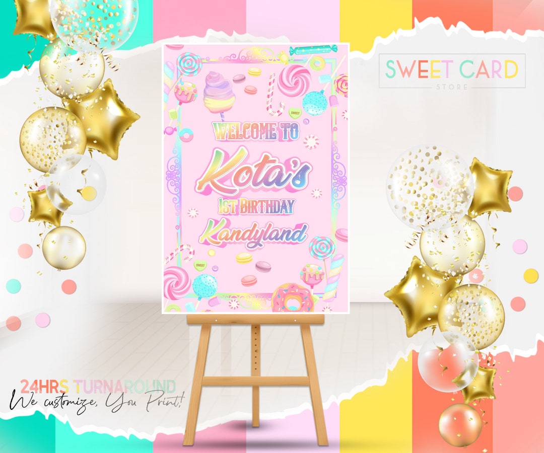 Candyland WELCOME SIGN, Candyland Birthday Printable Welcome Sign ...