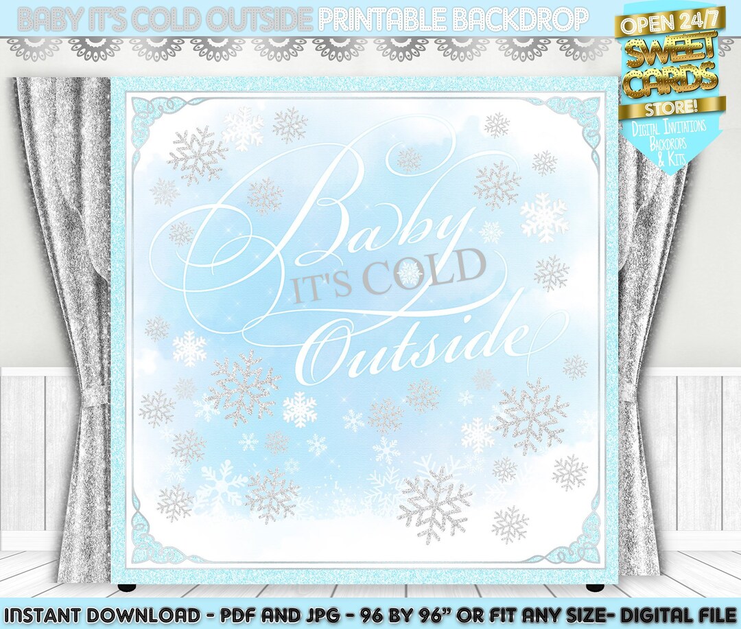Baby Boy It's Cold Outside Printable Backdrop, Baby It's Cold Outside ...