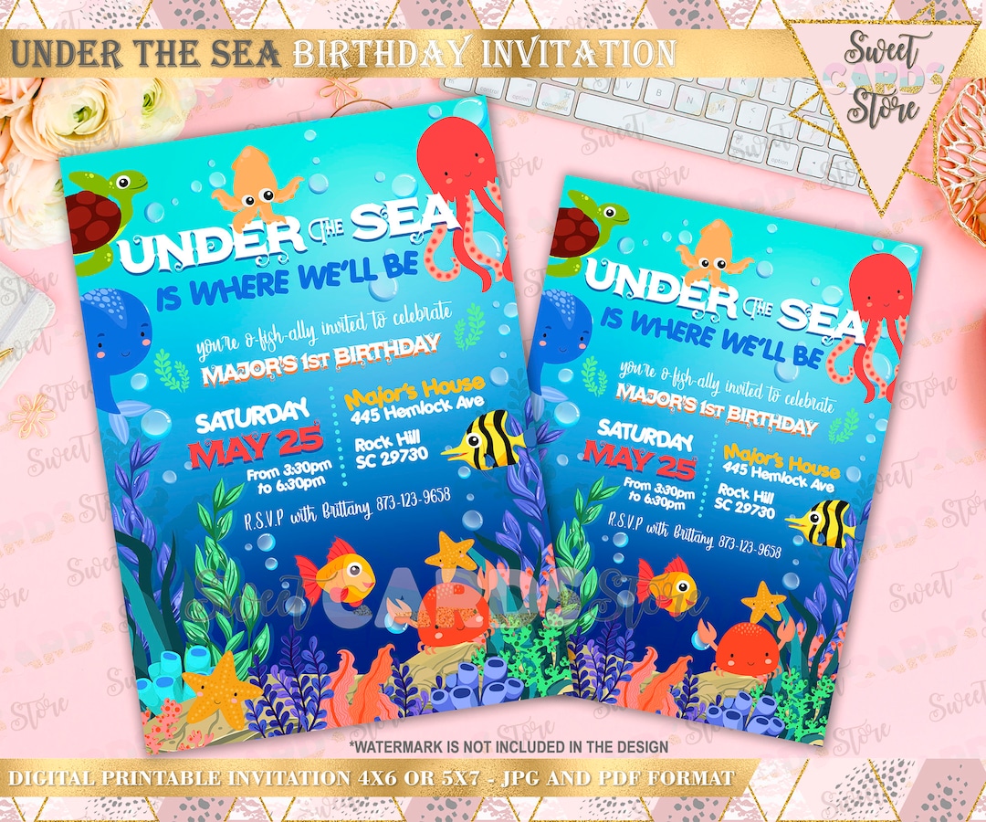 Under the Sea Cute Invitation, Under the Sea Party, Under Sea Boy ...