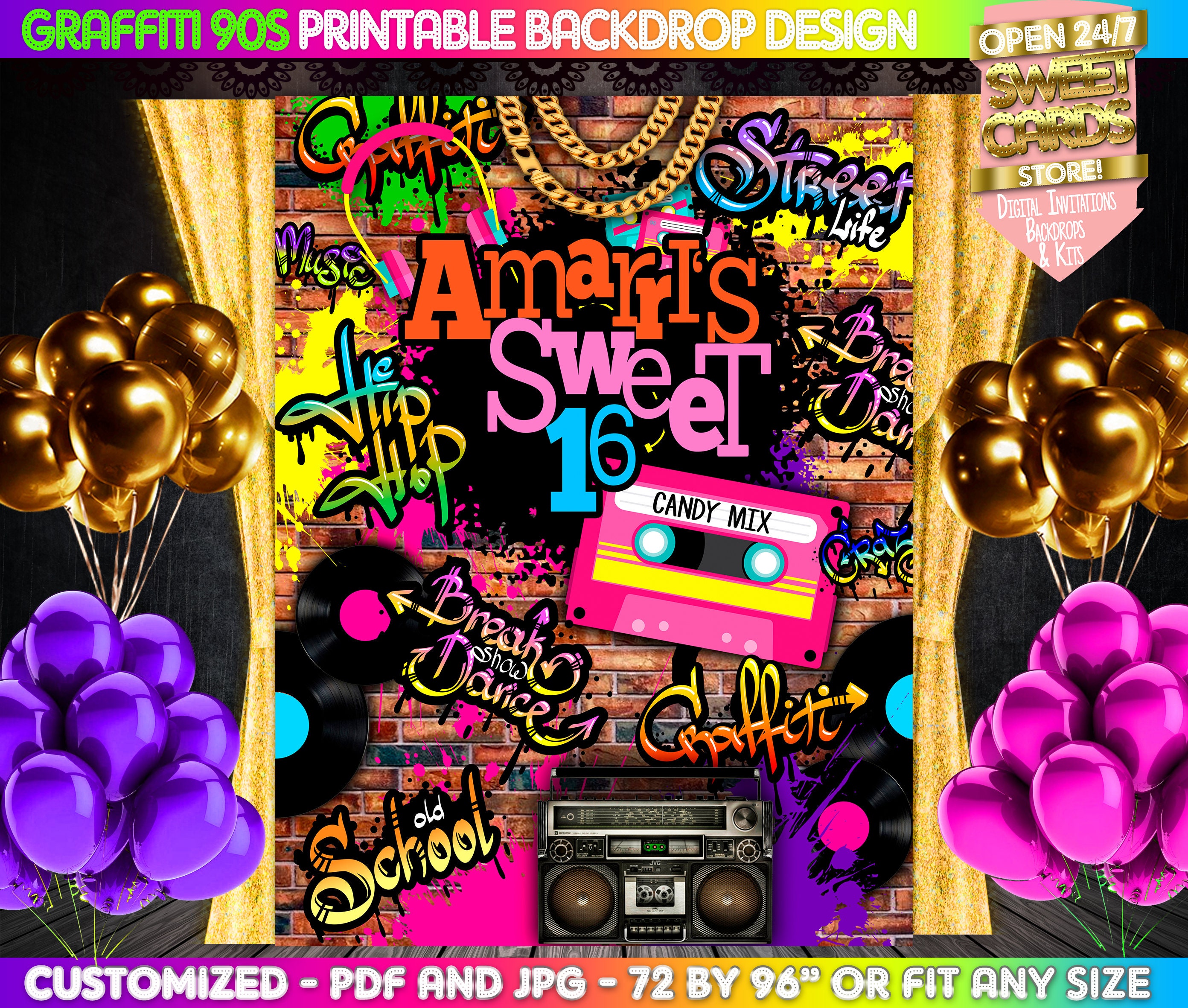 90's Printable Party Backdrop 90s Printable Backdrop | Etsy