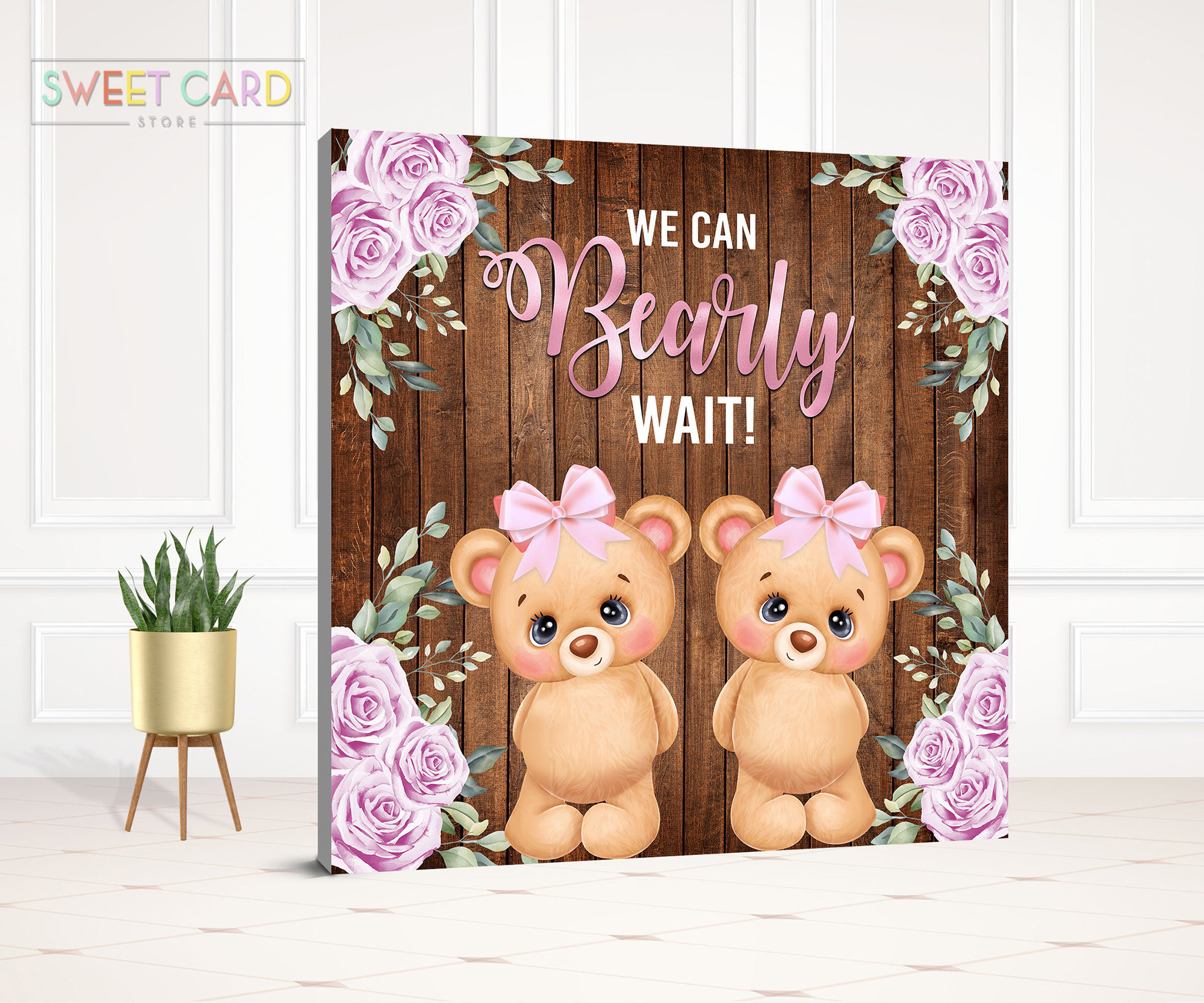 We Can Bearly Wait BACKDROP Baby Shower Backdrop Teddy Bear - Etsy