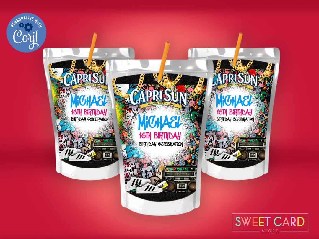 Graffiti 80s 90s Chain Retro Printable Capri Sun, Urban Retro Capri Sun ...