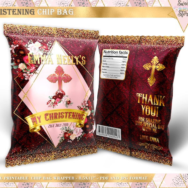 Baptism Chip Bag Template - Etsy