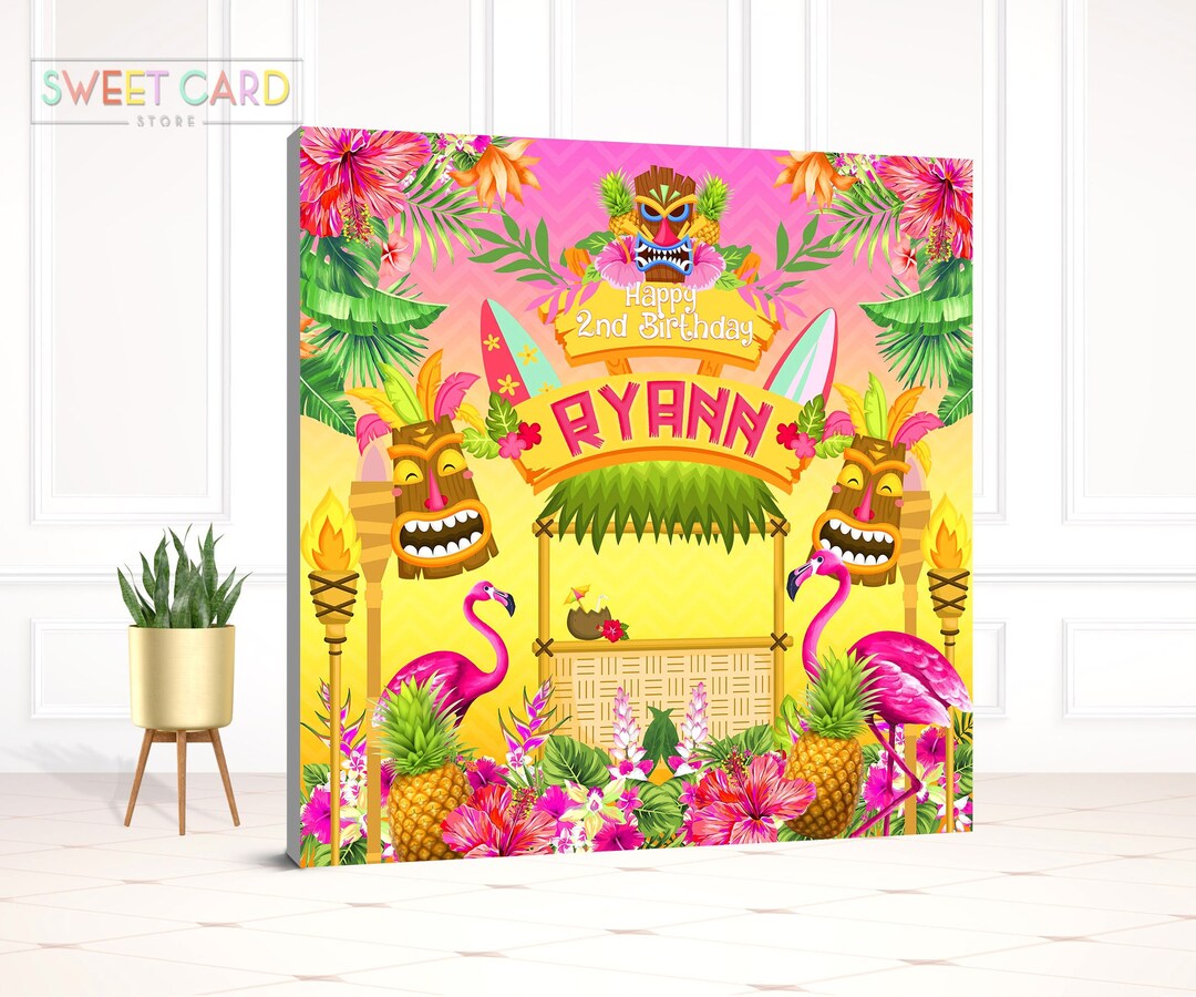 Luau Tropical Birthday Backdrop, Luau Baby Shower Backdrop Decor, Luau ...