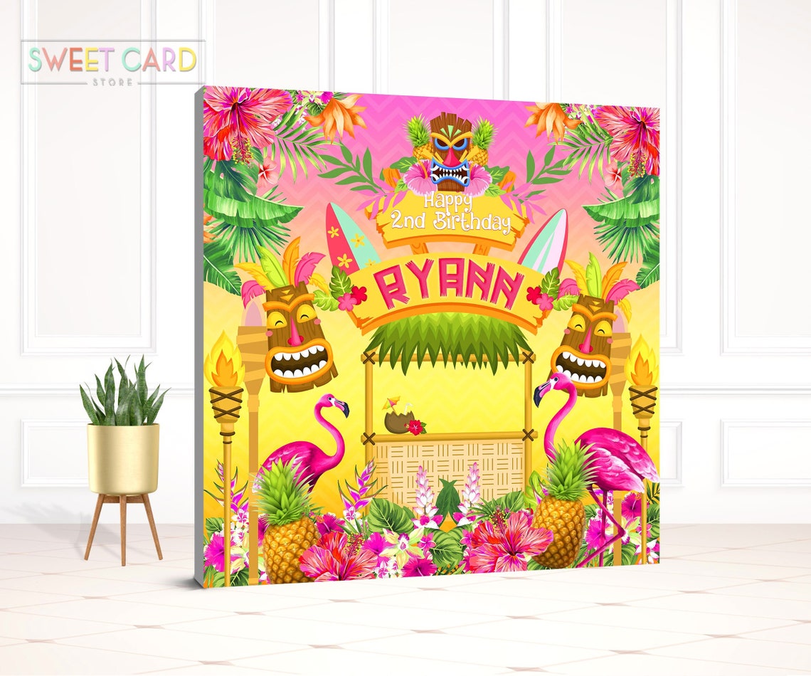 Luau Tropical Birthday Backdrop Luau Baby Shower Backdrop - Etsy