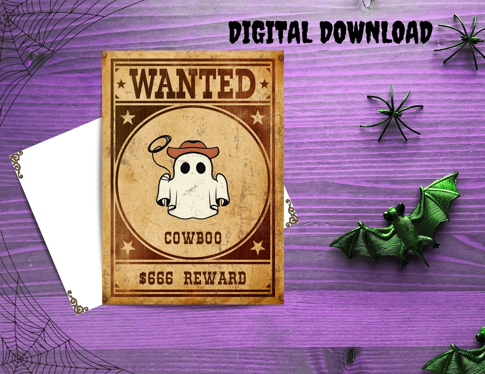 Cowboo PRINTABLE Postcard, Card, Halloween Card, Cowboy Ghost, Western ...