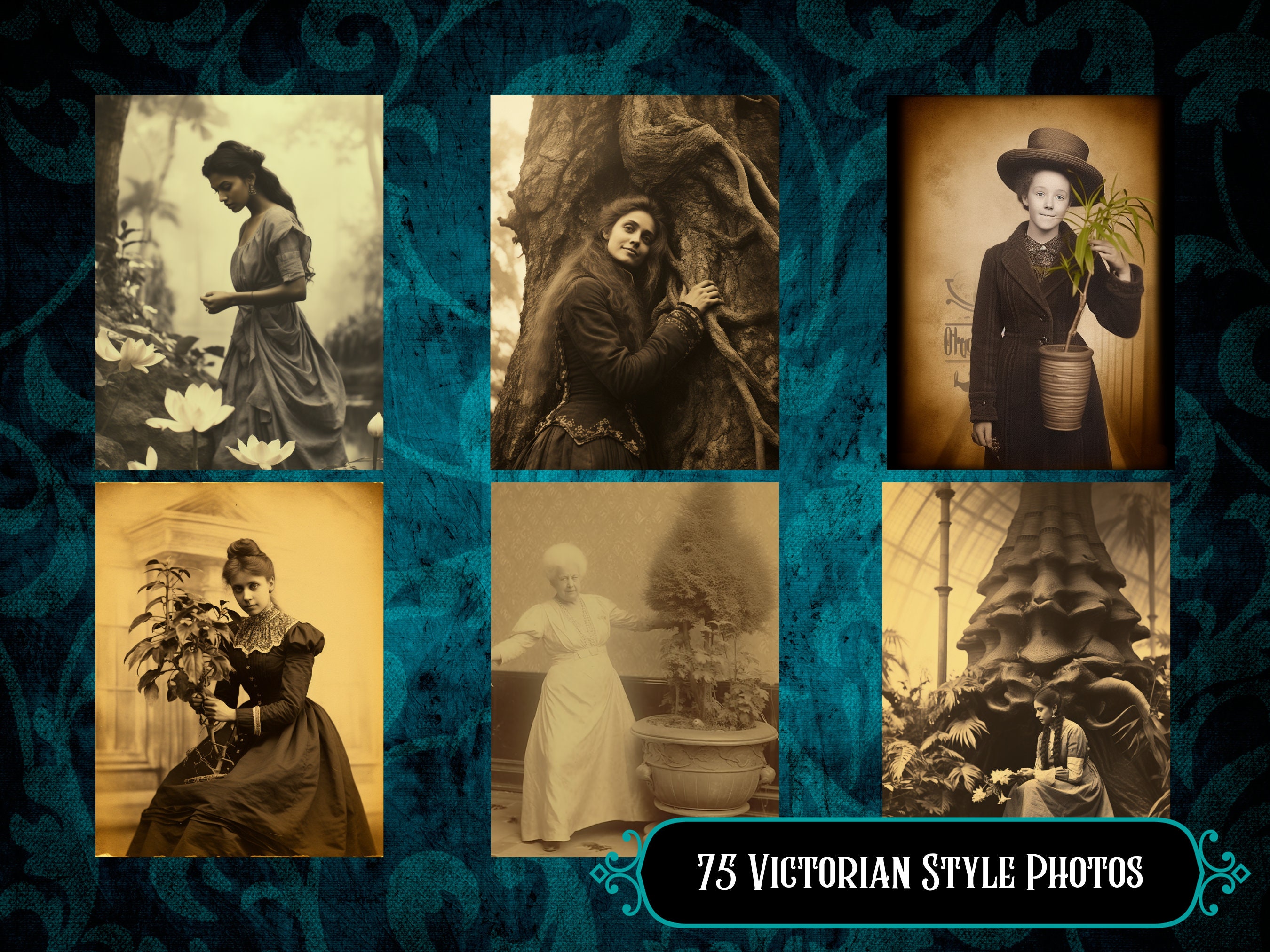 Victorian Women and Their Plants Digital Photo Pack, 75 Victorian ...