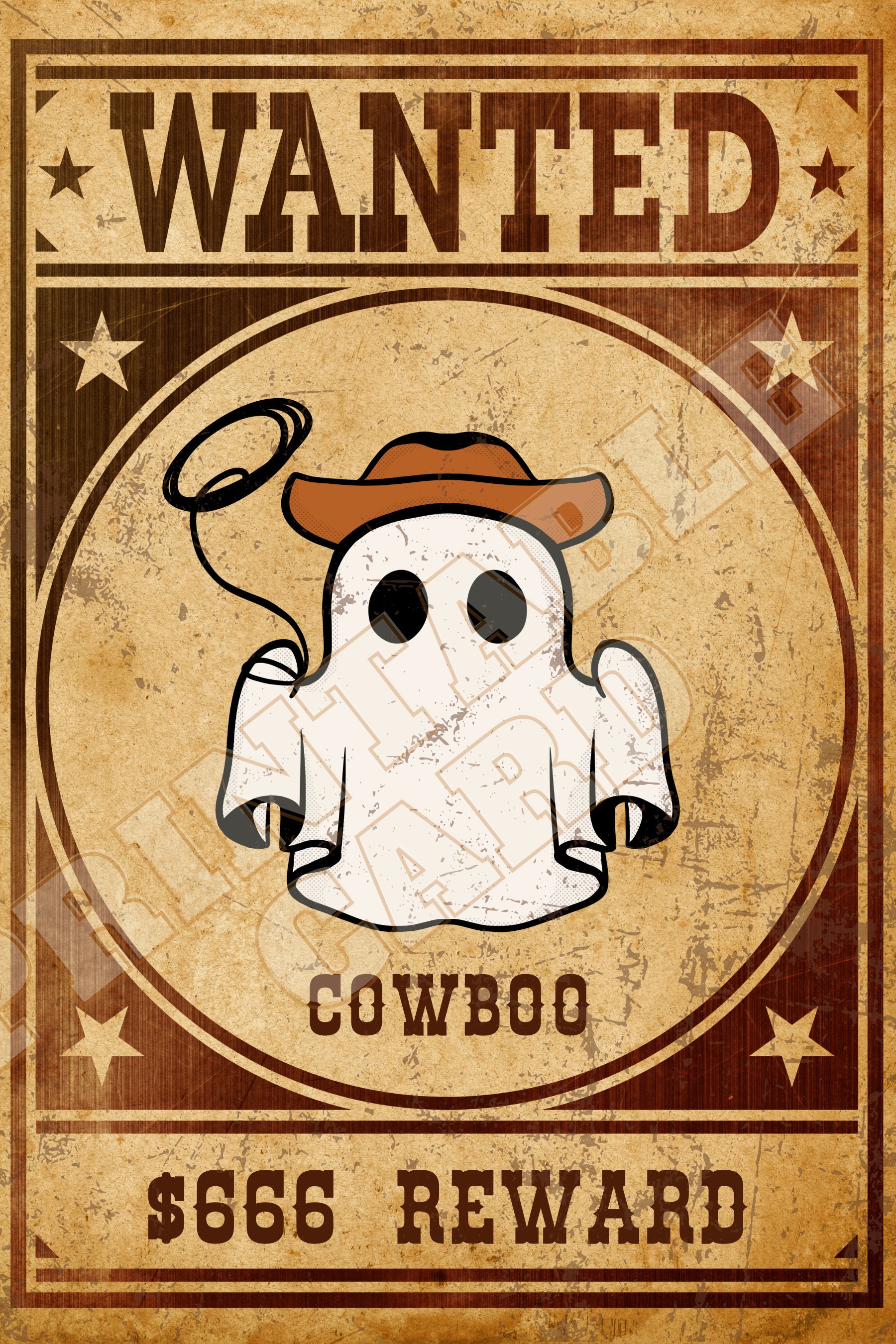 Cowboo PRINTABLE Postcard, Card, Halloween Card, Cowboy Ghost, Western ...