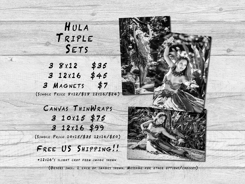 Hawaiian Hula Dancer B&W Canvas Wrap Photograph Wall Art Print Decor ...