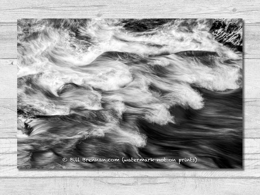 Racing Rapids Abstract Photo Art Home Office Black and White Photograph ...