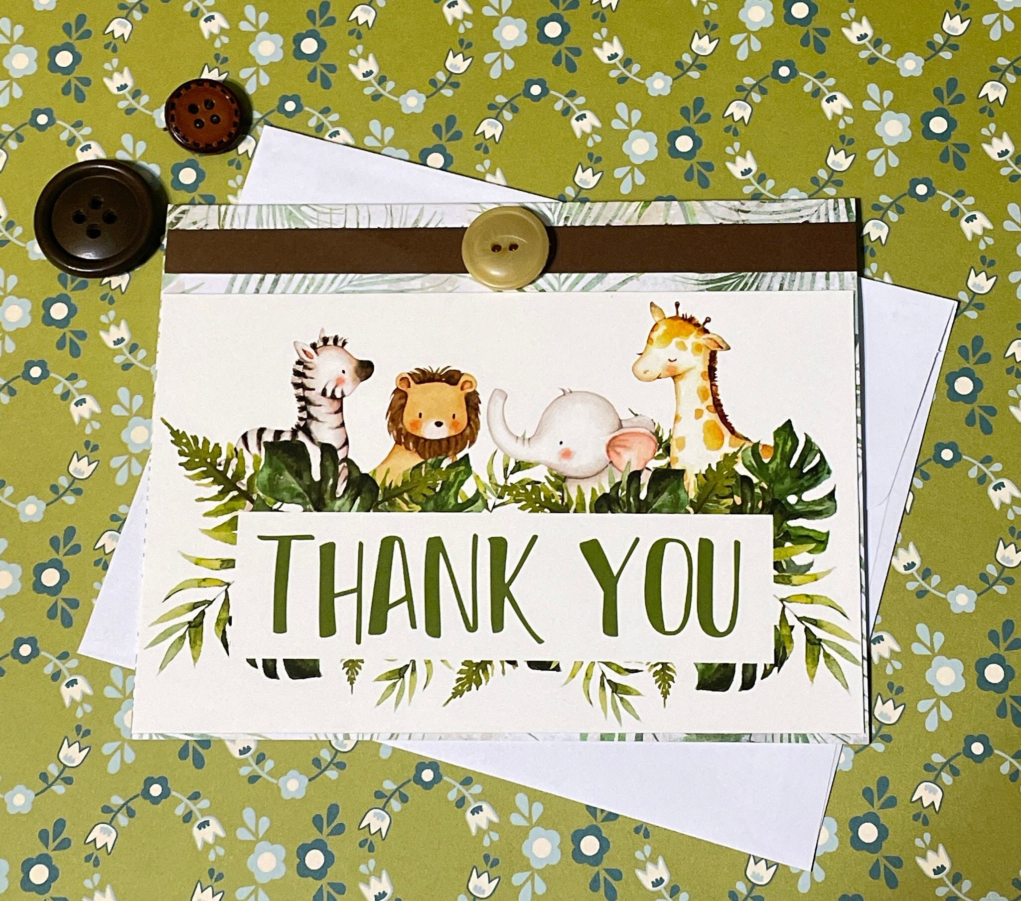 Thank You Card, Zoo Animals - Etsy