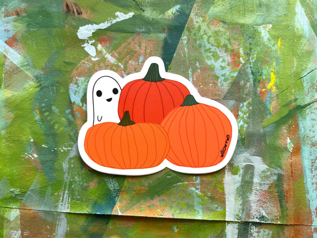 Happy Haunting! - Sticker - Die Cut - Cute Ghost - Pumpkins - Spooky ...