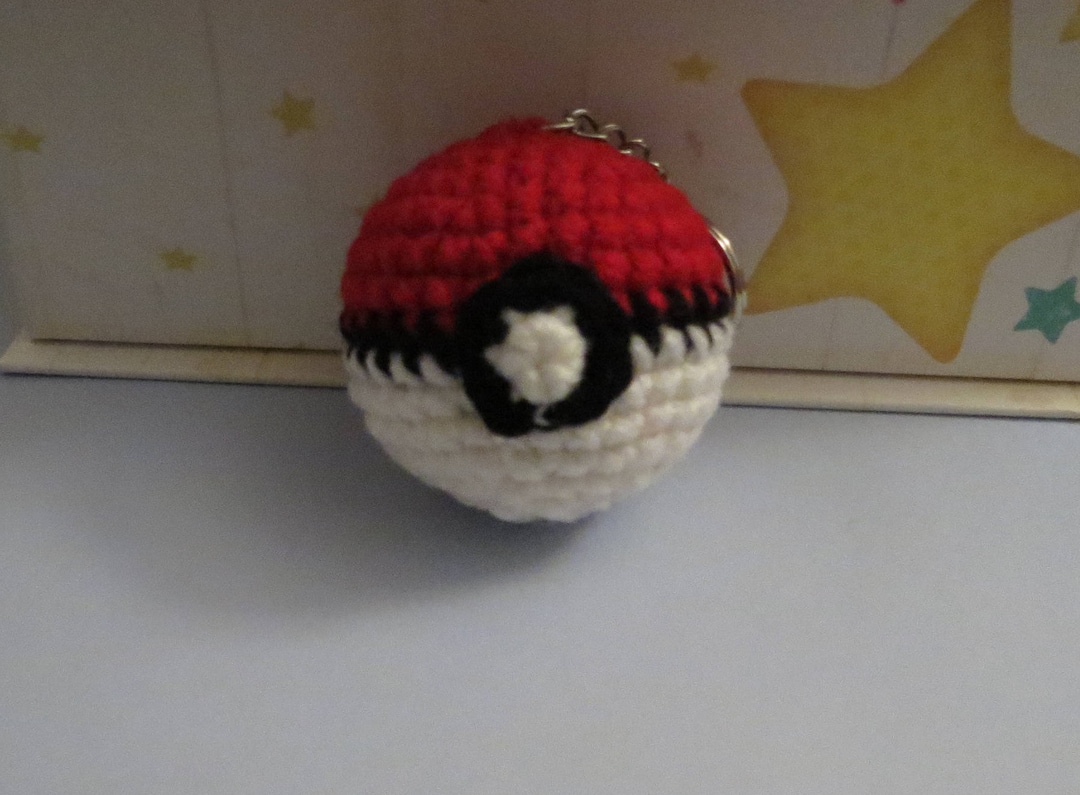 Crochet Pokeball Keychain - Etsy