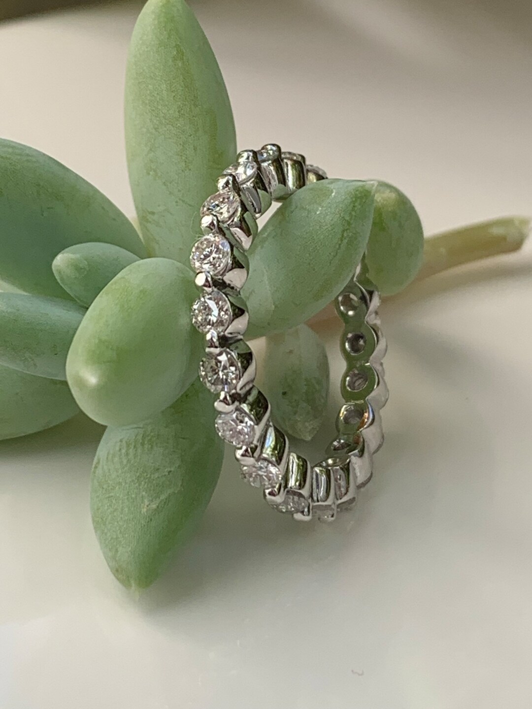 Floating Diamond Eternity Band in 14 White Gold . - Etsy