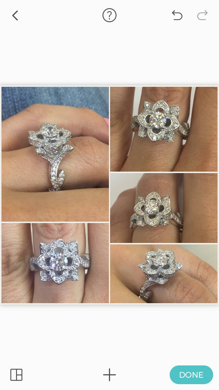 14k Rose Design diamond engagement ring | Etsy