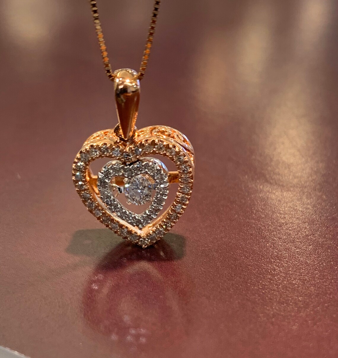 Two Tone Rose Gold Diamond Necklace Pendant | Etsy