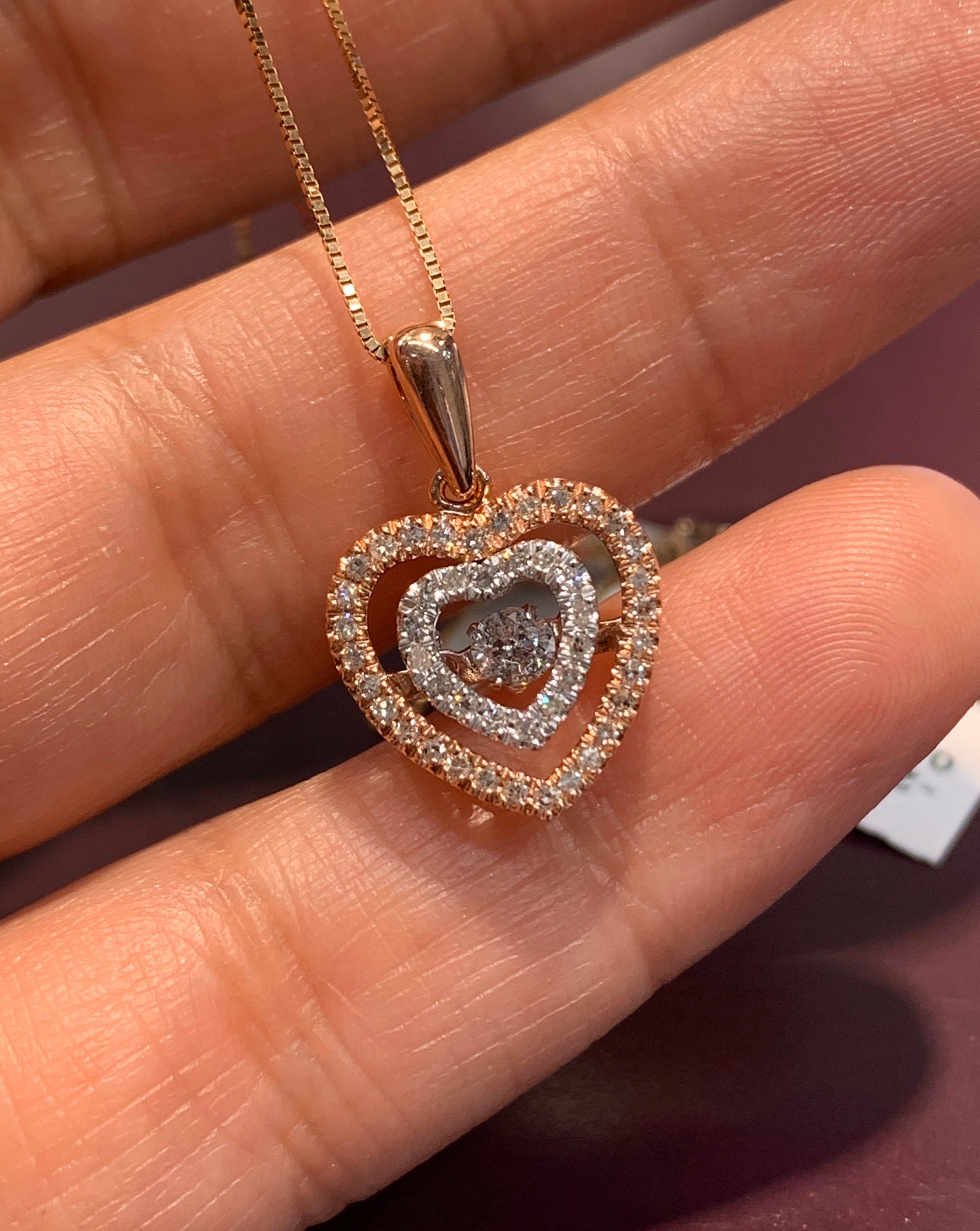 Two Tone Rose Gold Diamond Necklace Pendant | Etsy