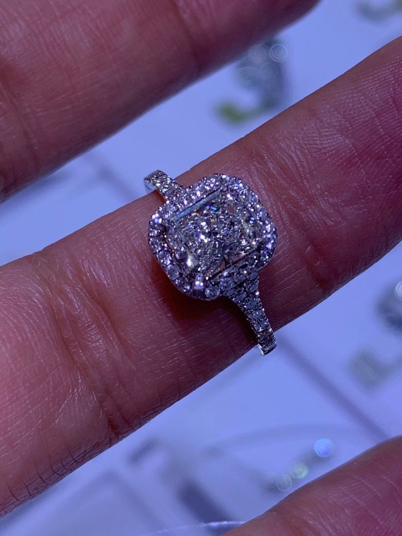 14k White Gold Halo Semi-Mount Diamond Engagement Ring | Etsy