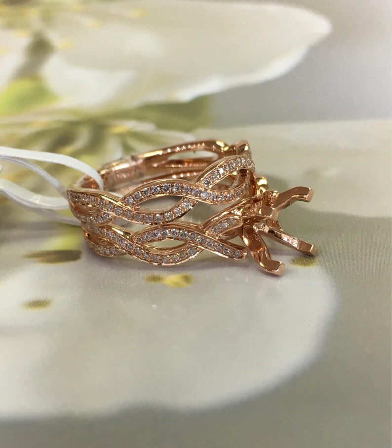 Twisted Infinity Diamond Semi mount Engagement Ring Set in - Etsy