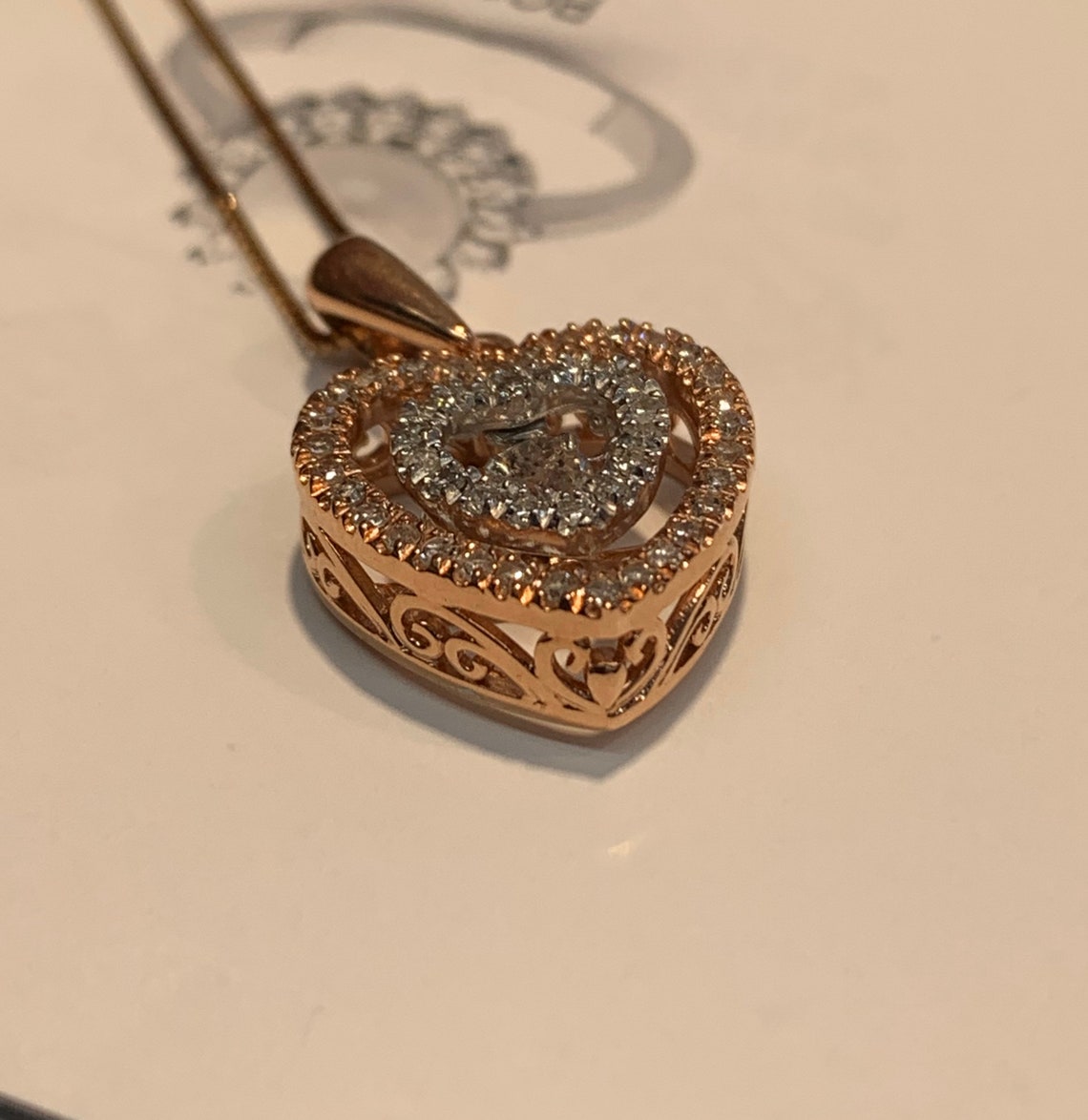 Two Tone Rose Gold Diamond Necklace Pendant | Etsy