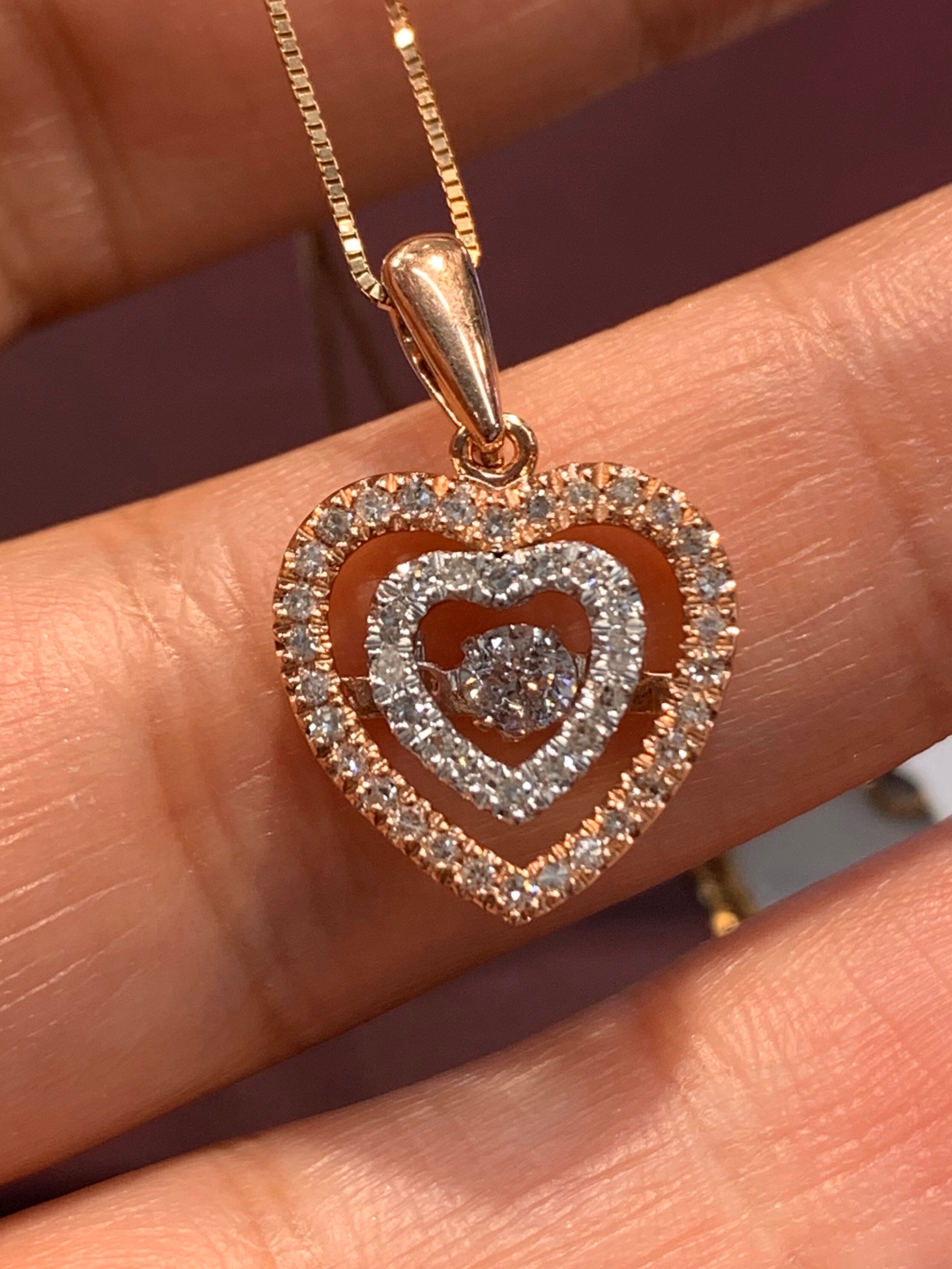 Two Tone Rose Gold Diamond Necklace Pendant | Etsy