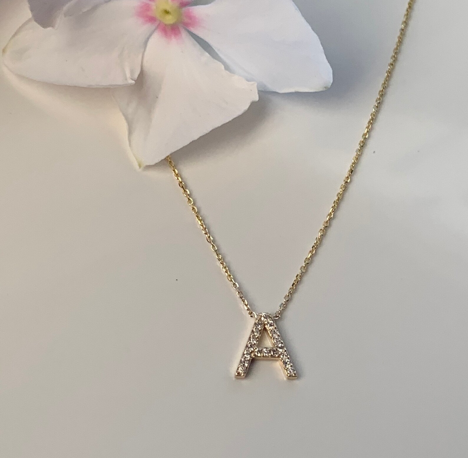 Diamond Initial Letter Pendant Necklace in 14k Yellow Gold - Etsy