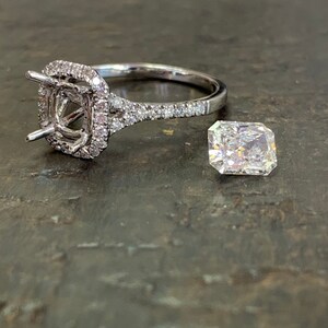 14k White Gold Halo Semi-mount Diamond Engagement Ring - Etsy