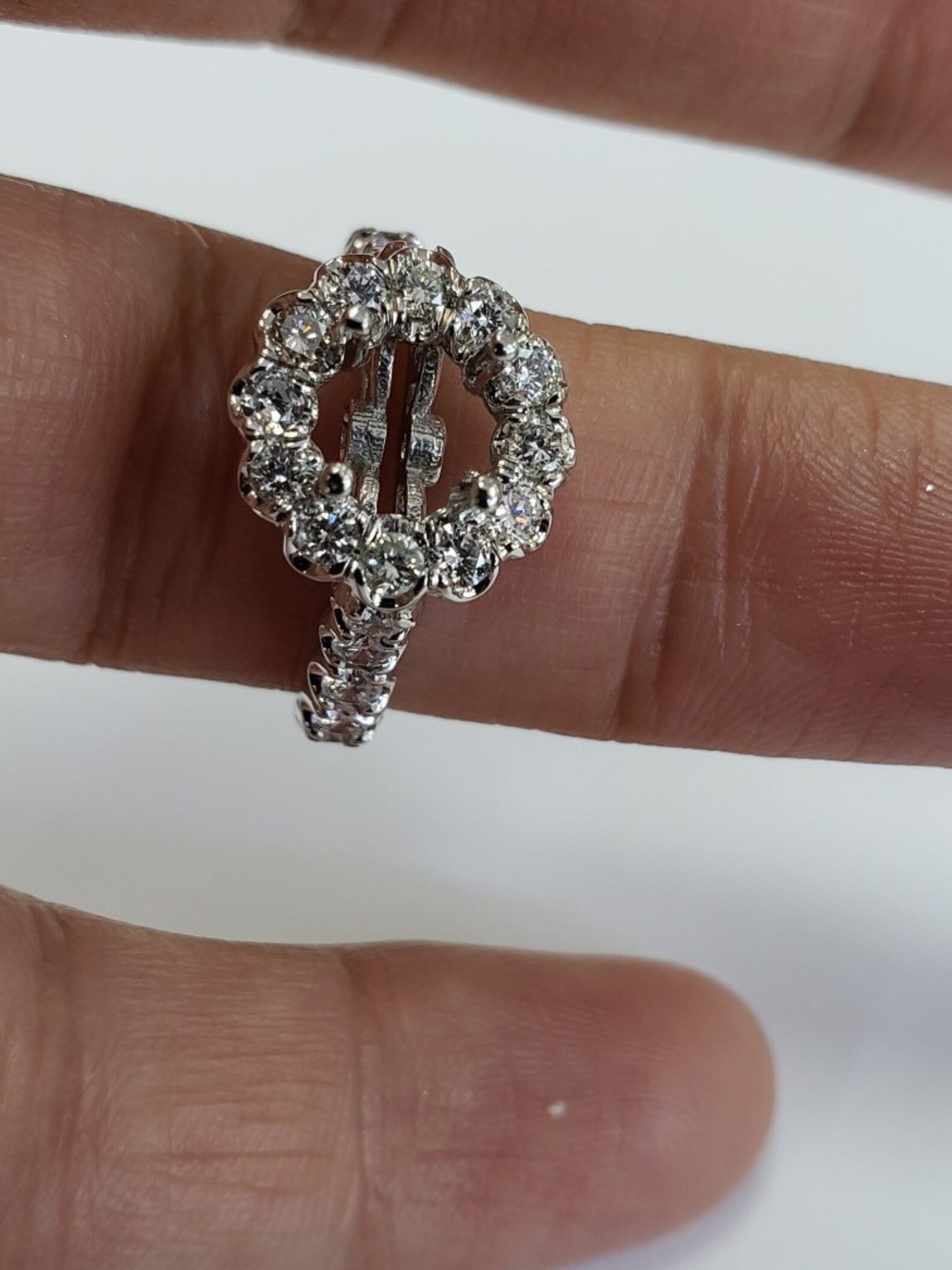 14k White Gold Halo Diamond Semi Mount Engagement Ring . - Etsy