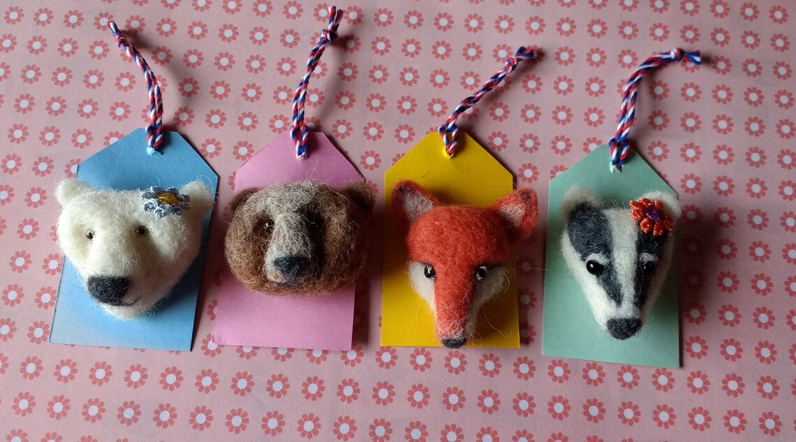 Beautiful Needle- Felted Animal Face Brooches - Etsy