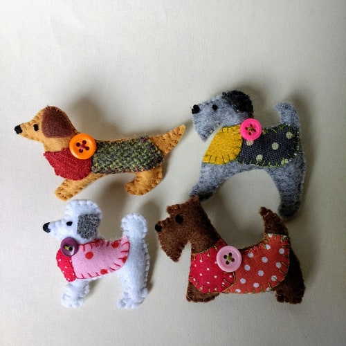 Felt Dog Brooch - Etsy