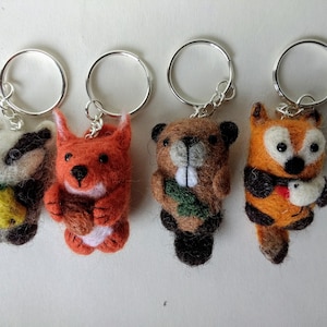 Needle Felted Animal Keyrings - Etsy