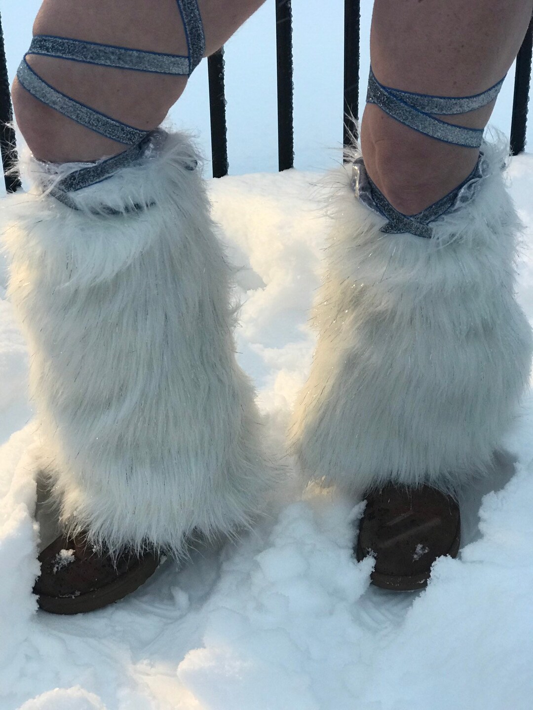 White /sparkle Tinsel Fluffies- Leg Warmers - Fluffies - Faux Fur ...