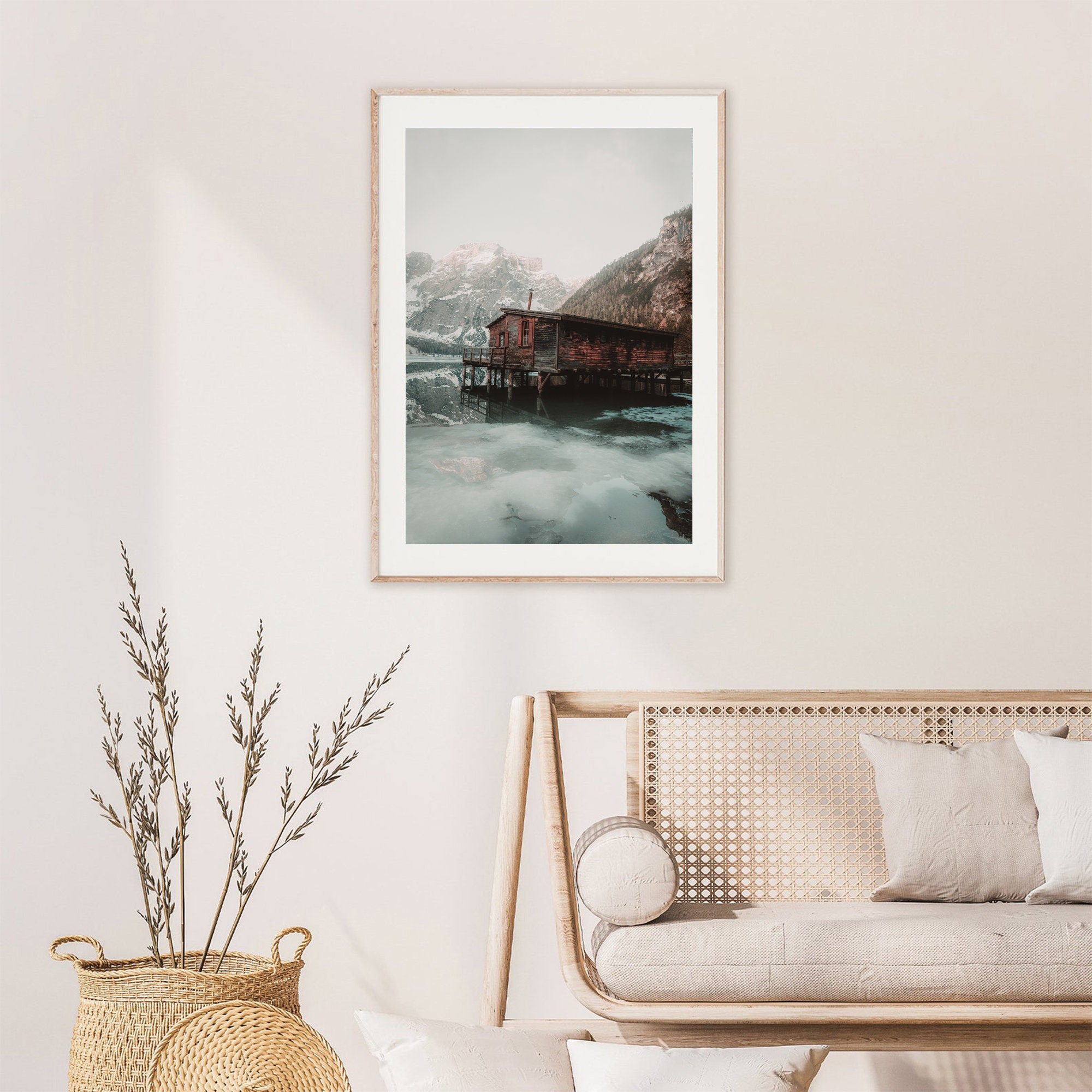 Printable Lake House Lago Di Braies South Tyrol Dolomites Italy Winter ...