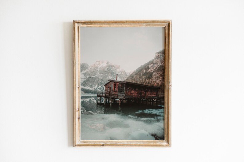 Printable Lake House Lago Di Braies South Tyrol Dolomites Italy Winter ...