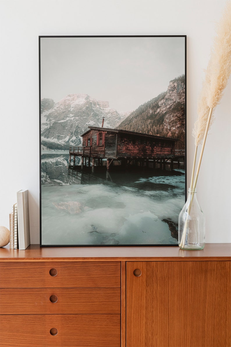 Printable Lake House Lago Di Braies South Tyrol Dolomites Italy Winter ...