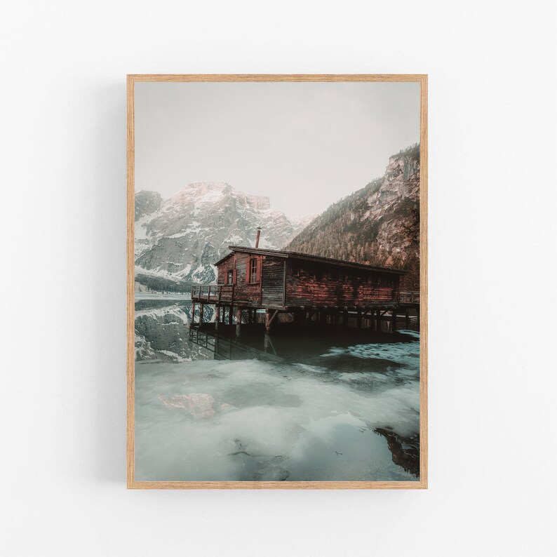 Printable Lake House Lago Di Braies South Tyrol Dolomites Italy Winter ...