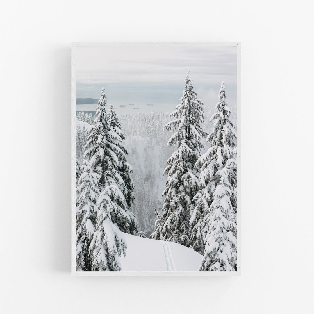 Printable Snow Covered Trees Wall Decor Instant Download Scandinavian ...