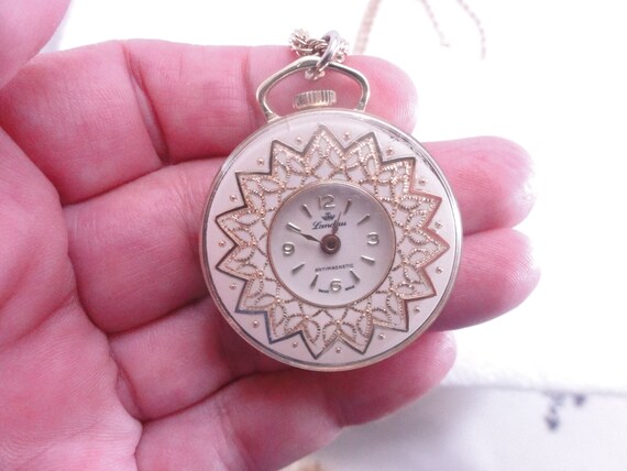 Landau Watch Necklace Starburst Face Reversible - Gem