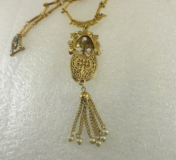 Rare Goldette Victorian Lavalier Barouqe Glass Pearls - Gem