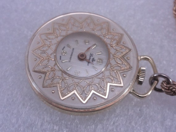 Landau Watch Necklace Starburst Face Reversible - Gem